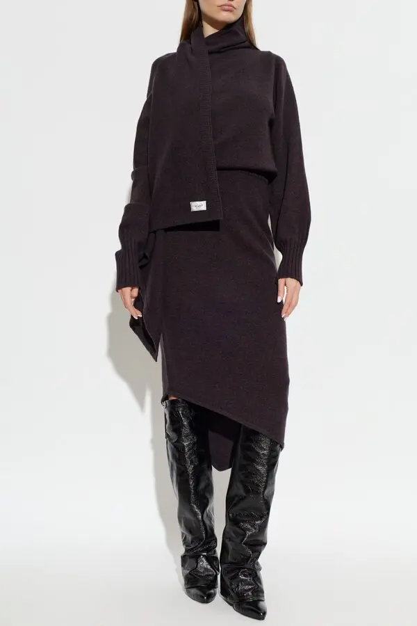 Attico Wool Dress With A Pleat
