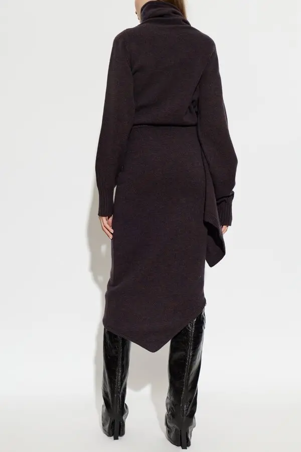 Attico Wool Dress With A Pleat