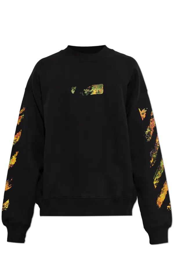Off-White Sweatshirt With A Colorfully Printed Logo - Black