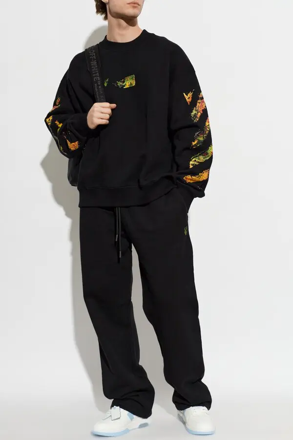 Off-White Sweatshirt With A Colorfully Printed Logo