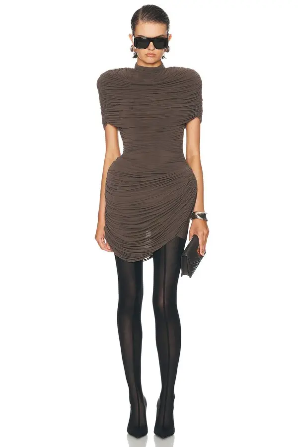 Magda Butrym Ruched Mini Dress - Brown