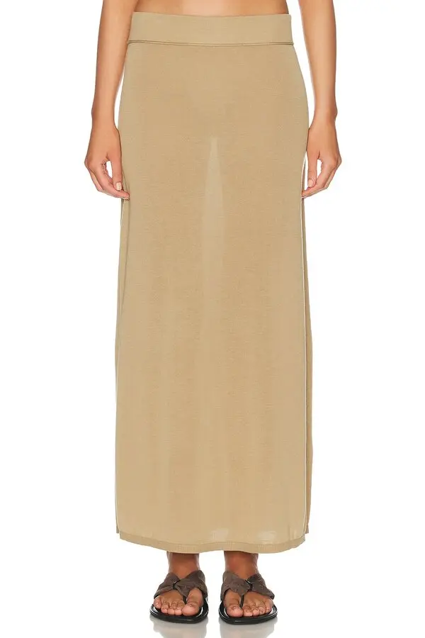 TOTEME Long Knit Skirt In Neutral - Desert