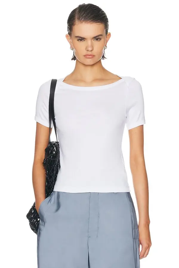 Enza Costa Supima Cotton Beateau Tee - White