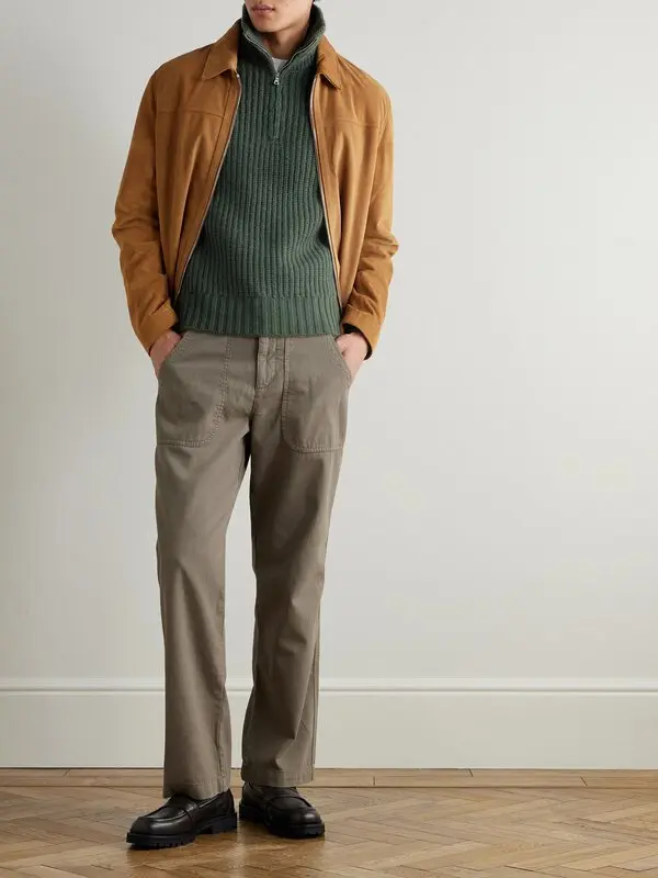 Mr P. Ribbed Wool And Cashmere-blend Half-zip Sweater