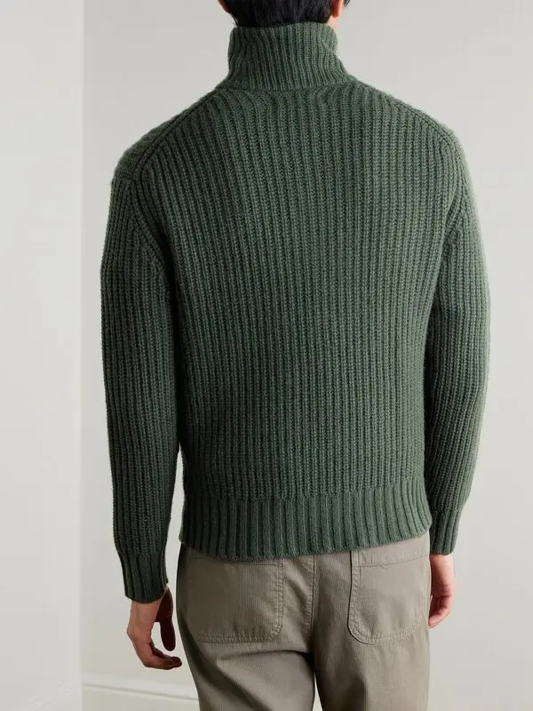 Mr P. Ribbed Wool And Cashmere-blend Half-zip Sweater