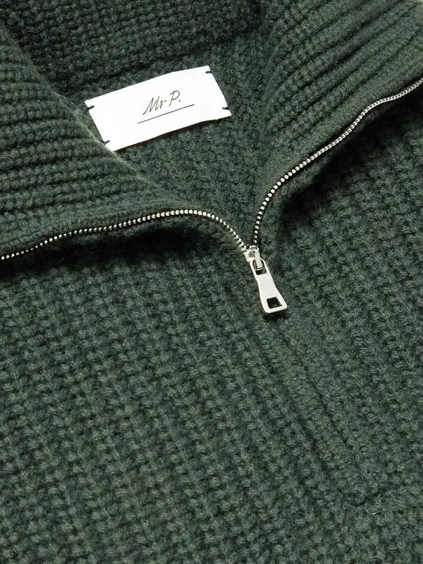 Mr P. Ribbed Wool And Cashmere-blend Half-zip Sweater