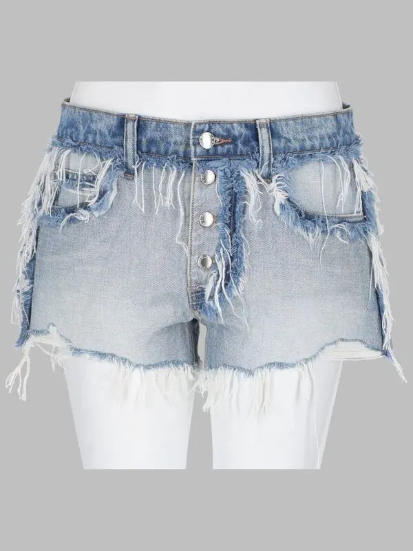 Alexander Wang Denim Shorts With Frayed Hem - Blue