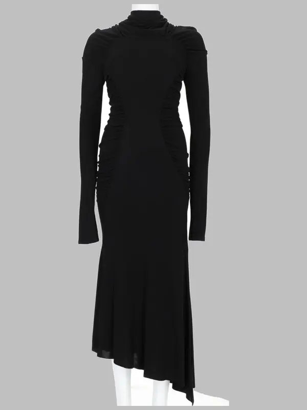 Victoria Beckham High Neck Midi Dress - Black