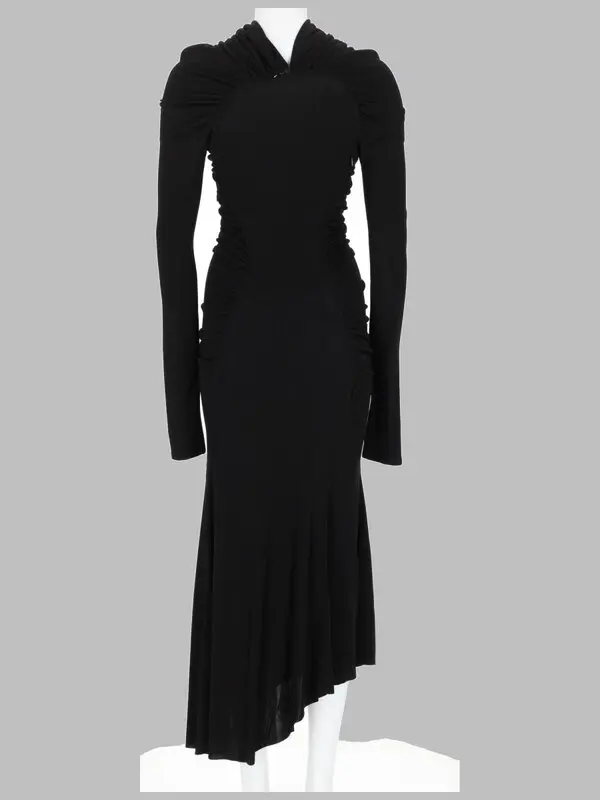 Victoria Beckham High Neck Midi Dress - Black