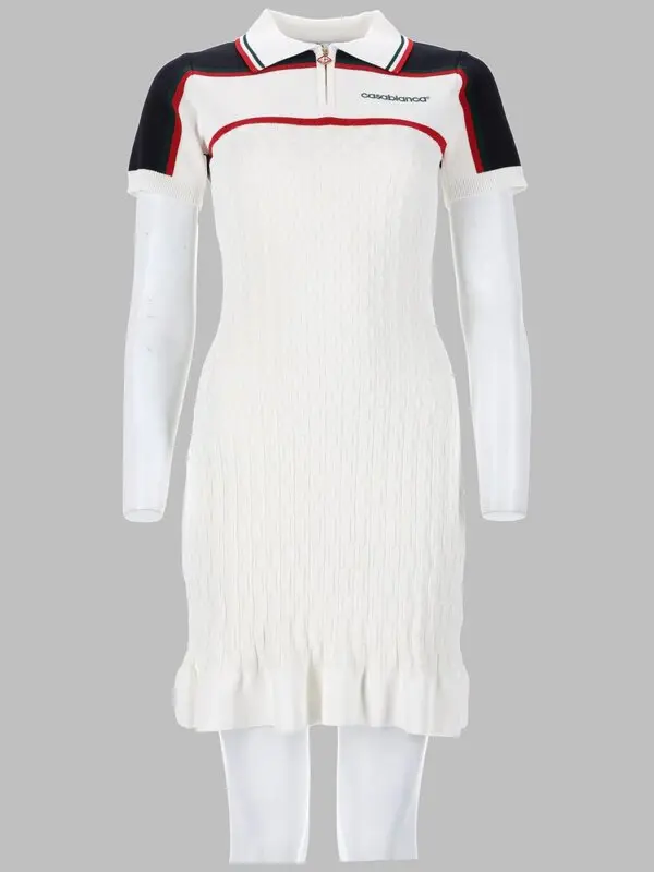 Casablanca Mini Abito Polo Da Tennis In Maglia - White