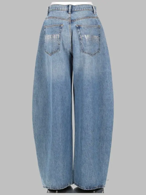 Alexander Wang Blow Up Jeans With Rhinestone Logo - Blue