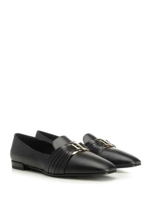FERRAGAMO Gancini Ornament Square Toe Loafers