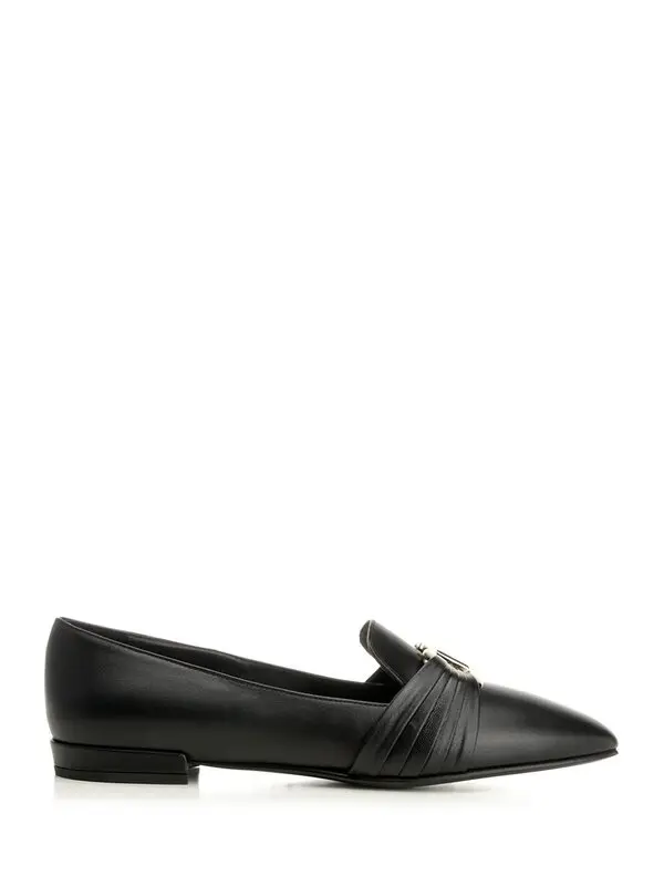 FERRAGAMO Gancini Ornament Square Toe Loafers - Black