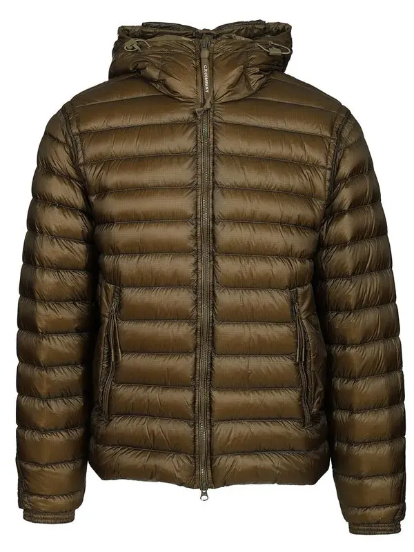 C.P. COMPANY Hooded Down Jacket With Goggles - Green