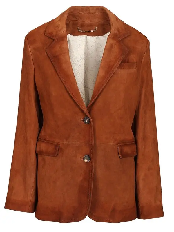 GOLDEN GOOSE Single-breasted Suede Blazer - Brown