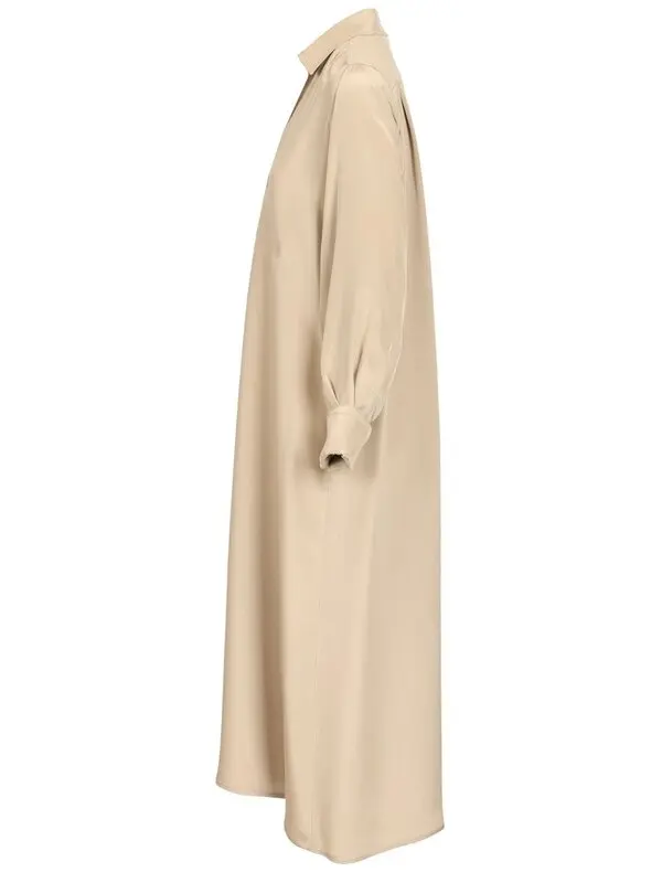Max Mara Silk Crepe De Chine Polo Dress - Cream