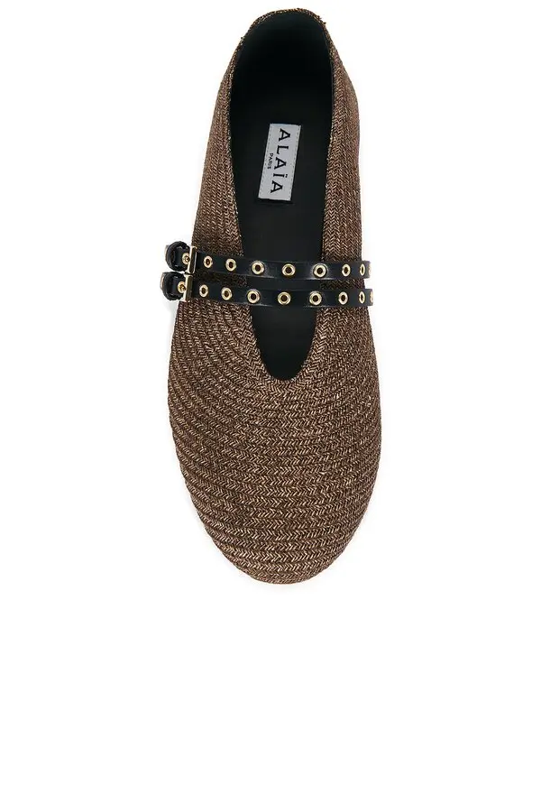Alaïa La Ballerine Raffia Flats - Brun