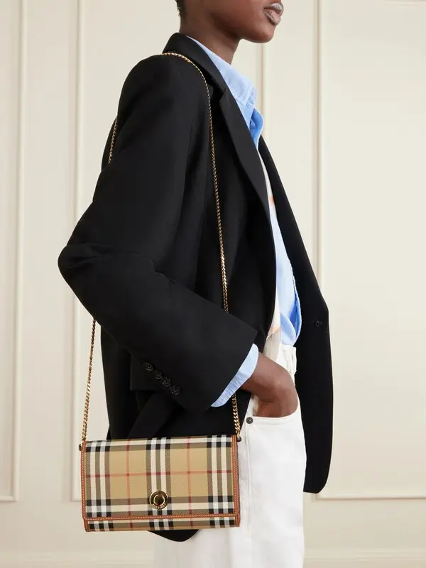 Burberry Checked Leather-trimmed Coated Canvas Clutch