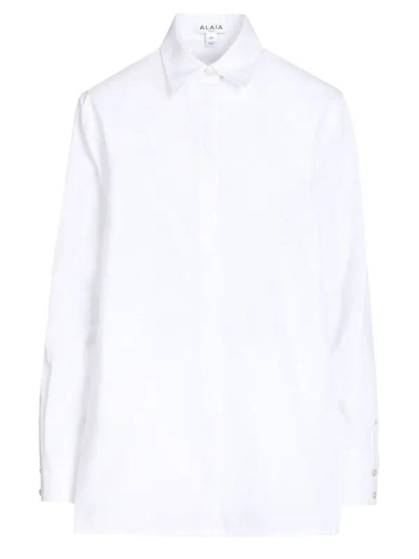 Alaïa Asymmetrical Cotton Poplin Shirt - White