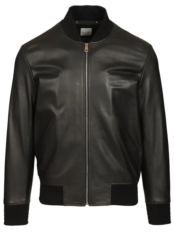 Paul Smith Lambskin Zip-up Bomber Jacket - Black