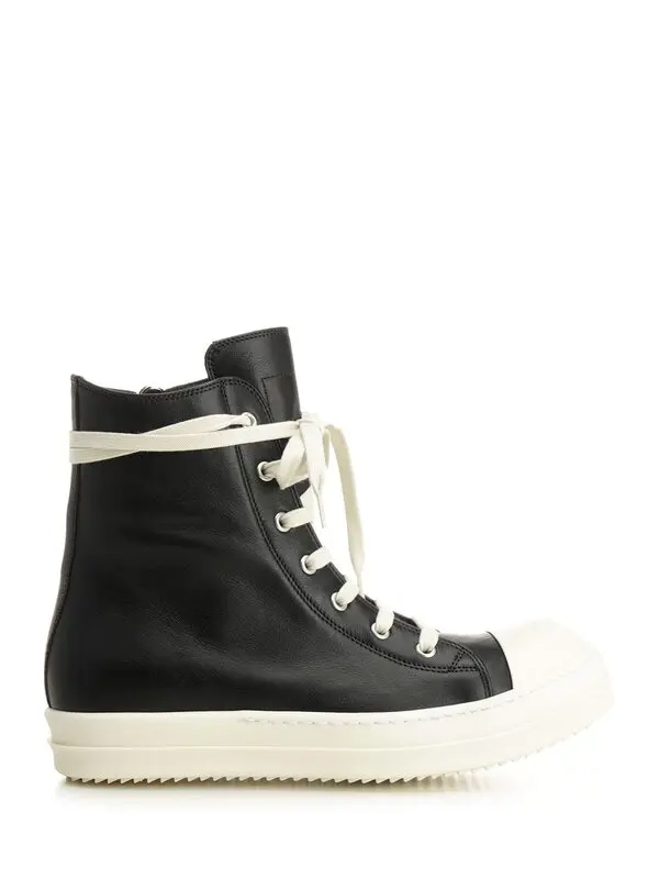 Rick Owens High Top Lace Up Sneakers - Black