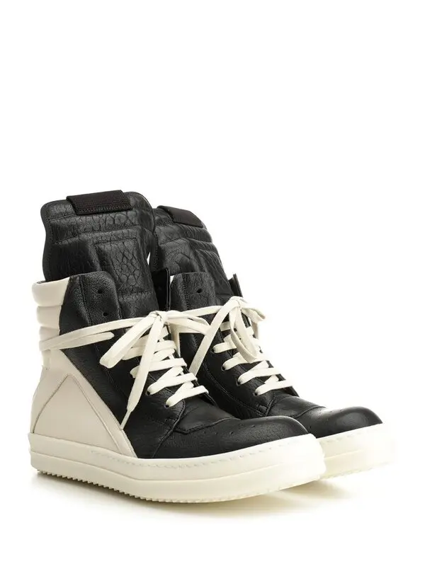 Rick Owens Geobasket Leather High Top Sneakers - Black