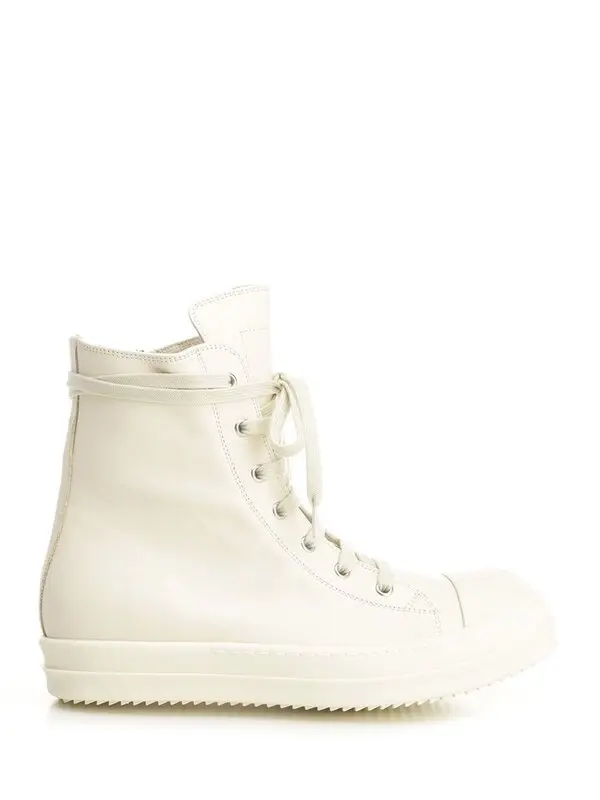 Rick Owens High-top Sneakers With Zipper And Shark Tooth Sole - White