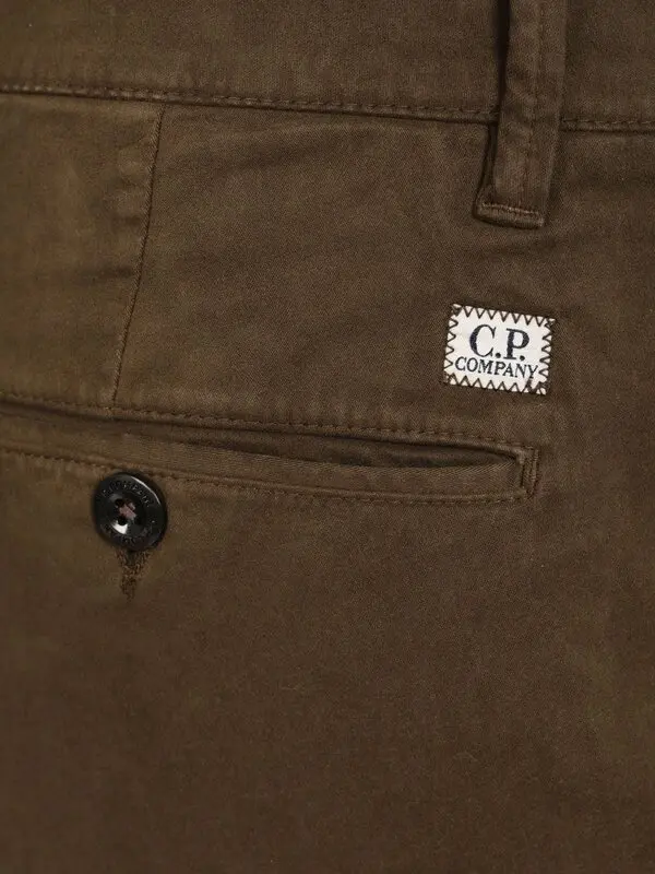 C.P. COMPANY Stretch Cotton Satin Cargo Trousers - Green