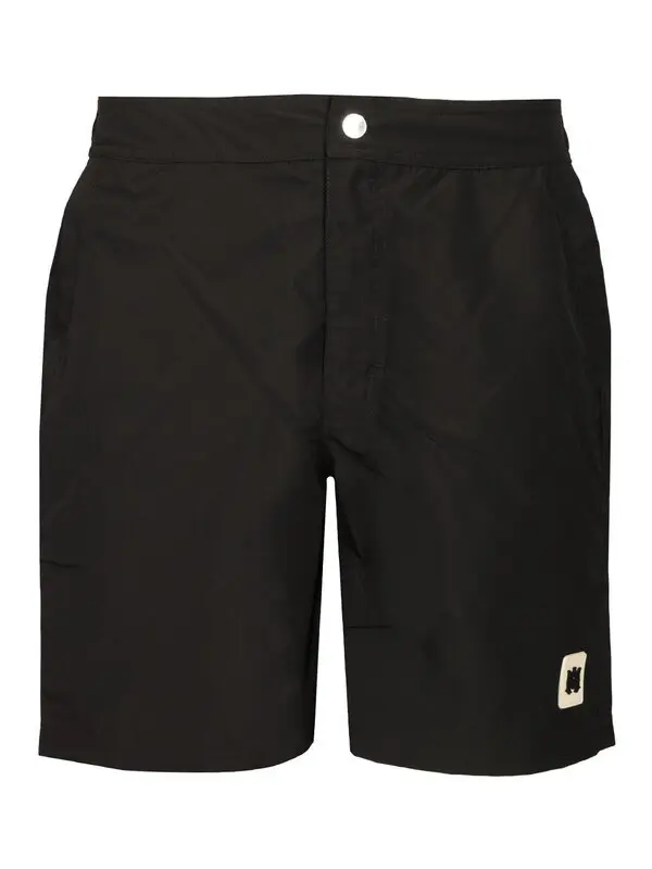 Amiri Nylon Swim Shorts With Logo Patch - Black