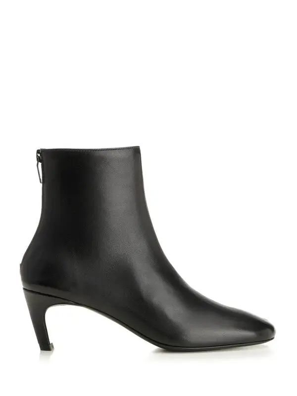 TOTEME Nappa Leather Ankle Boots With Square Toe And Zip Fastening - Black