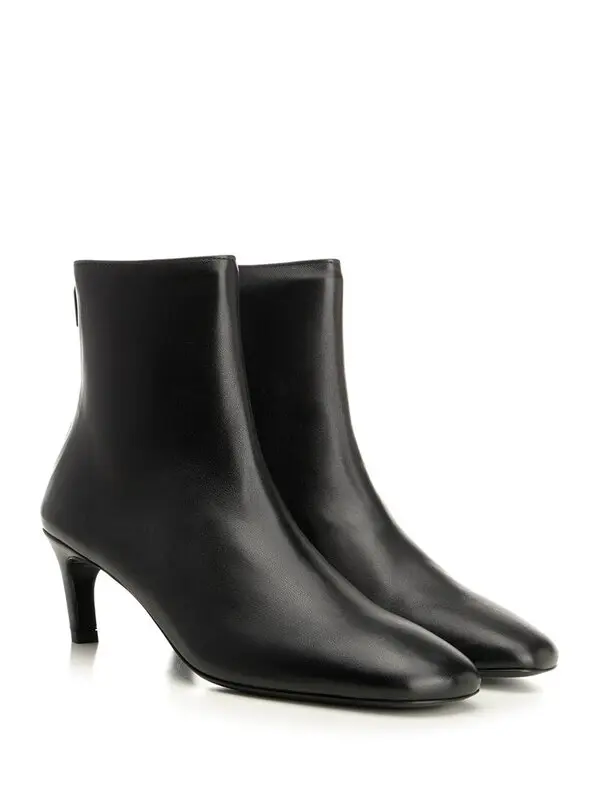 TOTEME Nappa Leather Ankle Boots With Square Toe And Zip Fastening - Black