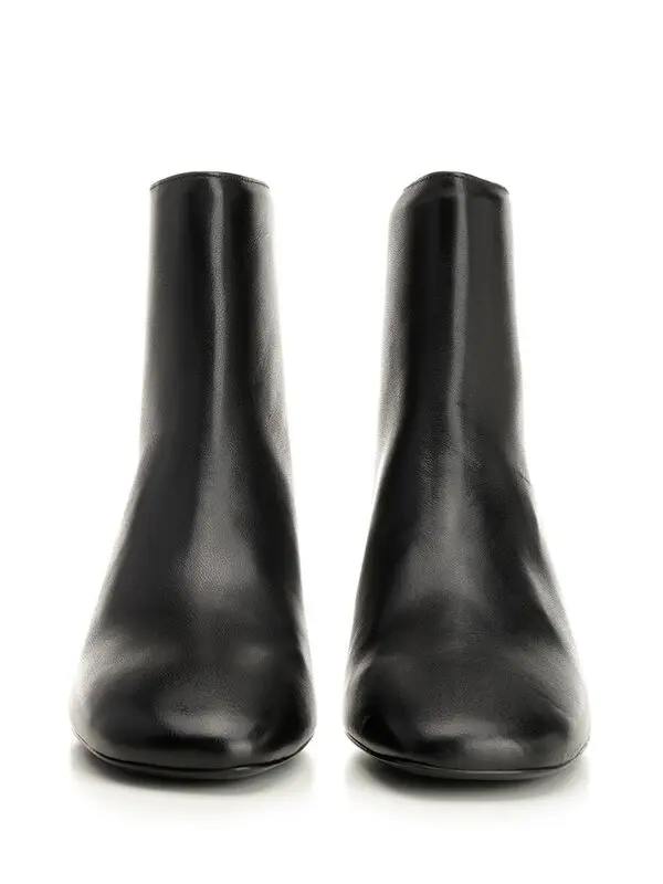 TOTEME Nappa Leather Ankle Boots With Square Toe And Zip Fastening - Black