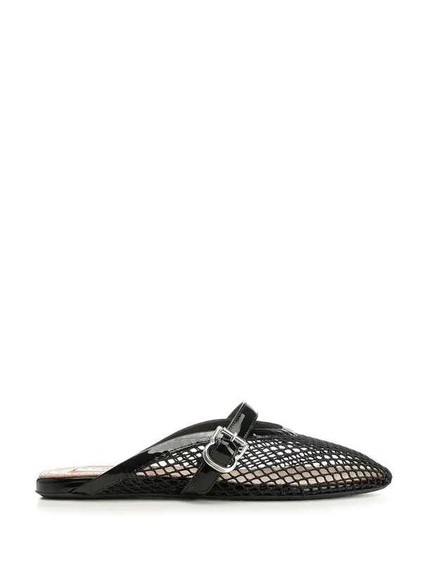 Alaïa Flat Mesh Mule With Buckle Strap - Black