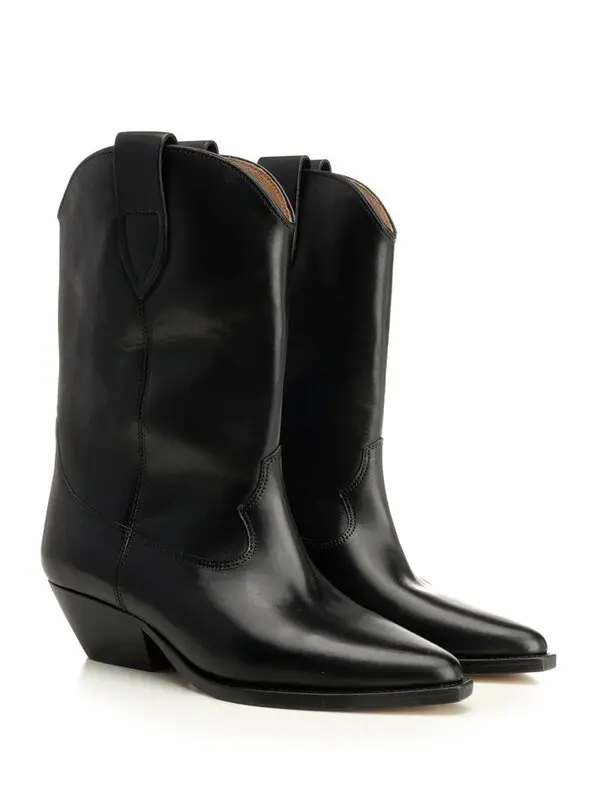 Isabel Marant Étoile Duerto Suede Calfskin Cowboy Boots - Black