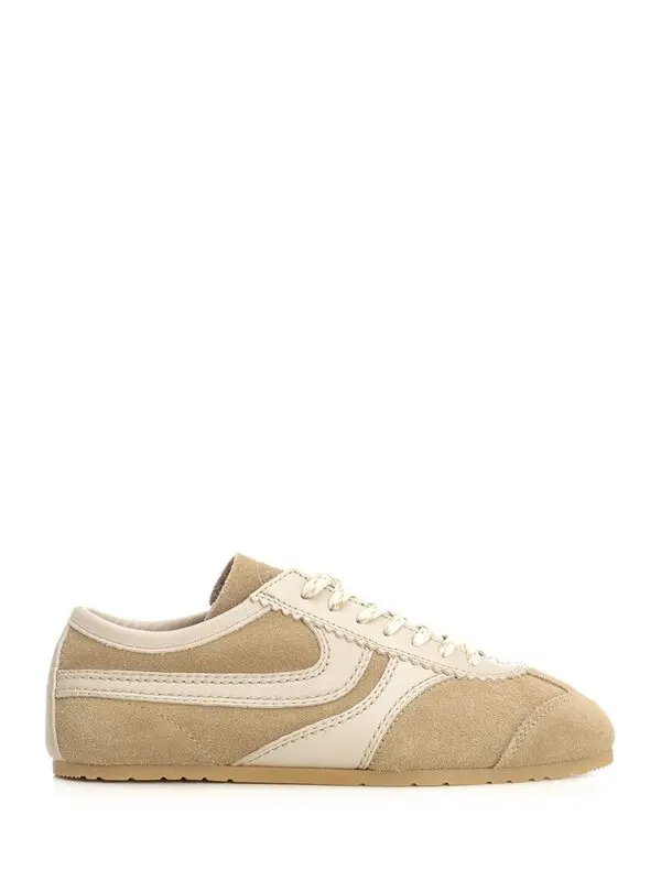 Dries Van Noten Leather And Suede Sneakers - Cream