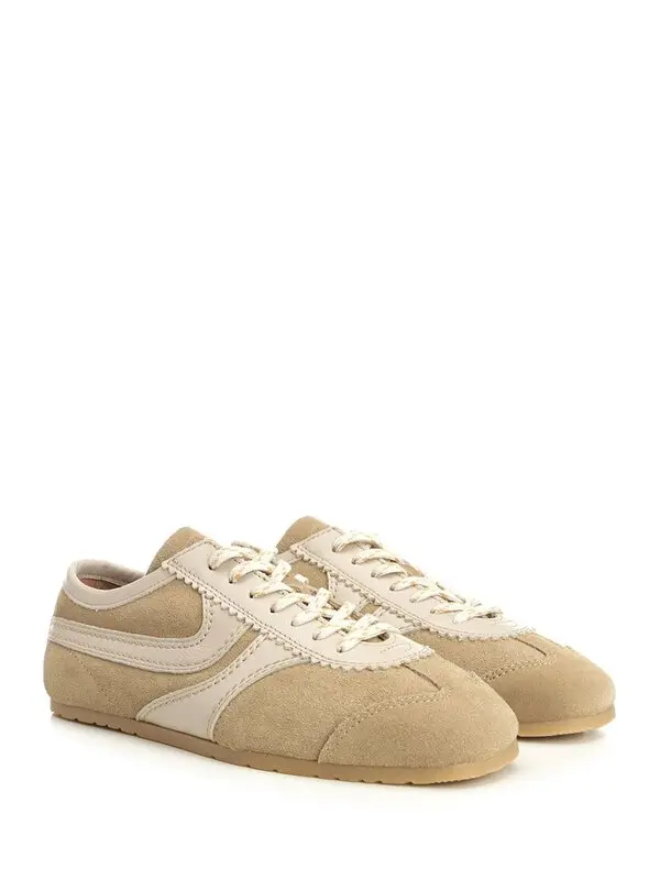 Dries Van Noten Suede And Leather Lace-up Sneakers - Cream