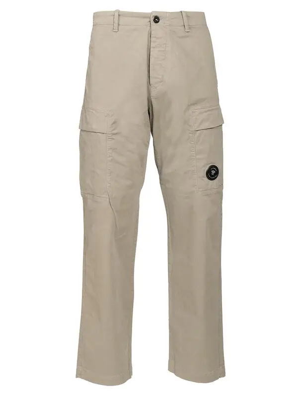 C.P. COMPANY Stretch Cotton Satin Cargo Trousers - Gray
