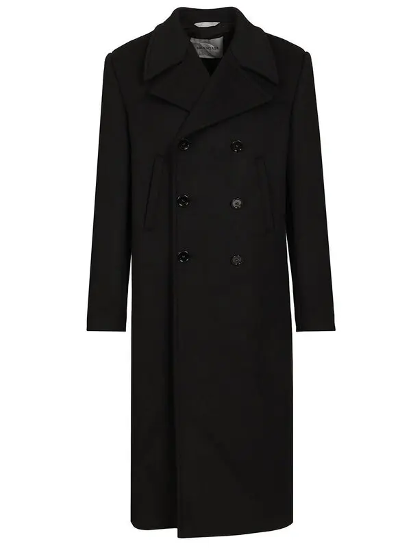 Balenciaga Long Double Wool Coat - Black