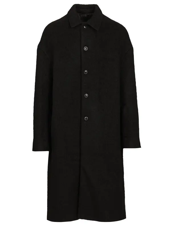 Rick Owens Brad Coat In Alpaca Wool Blend - Black