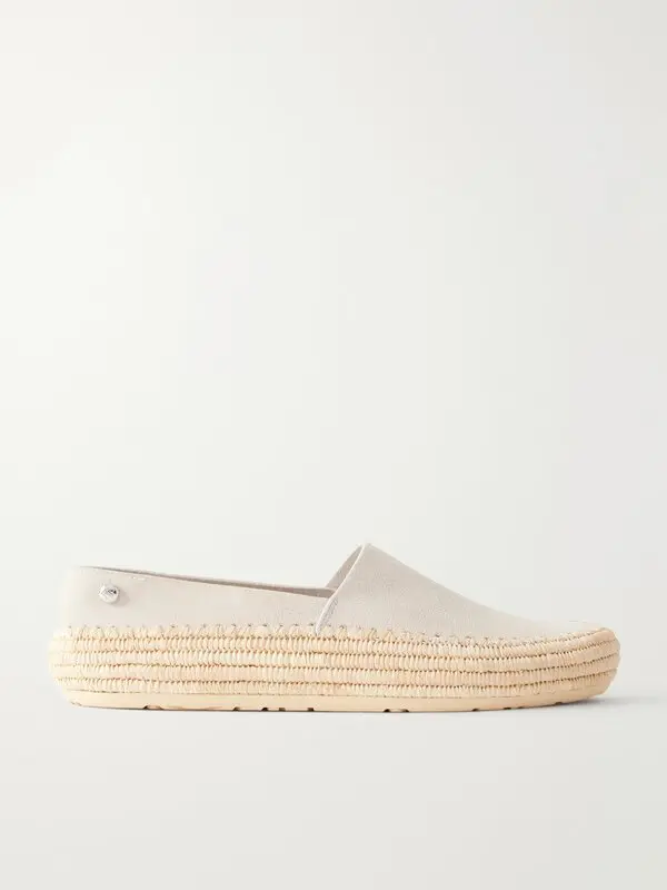 Loewe Paula's Ibiza Rio Suede And Raffia Espadrilles - Neutrals