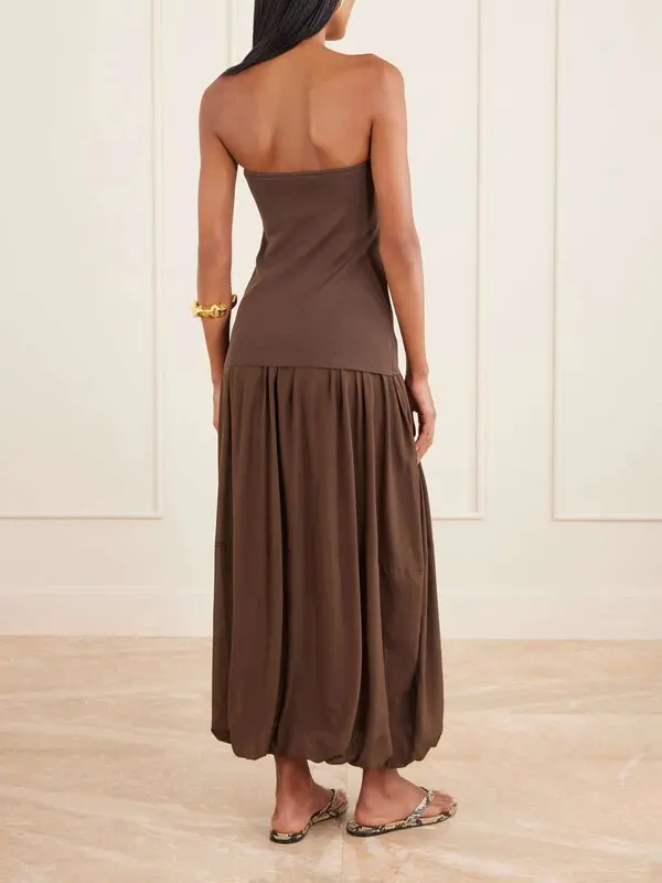 ST. AGNI Ribbed Pleated Jersey Midi Dress