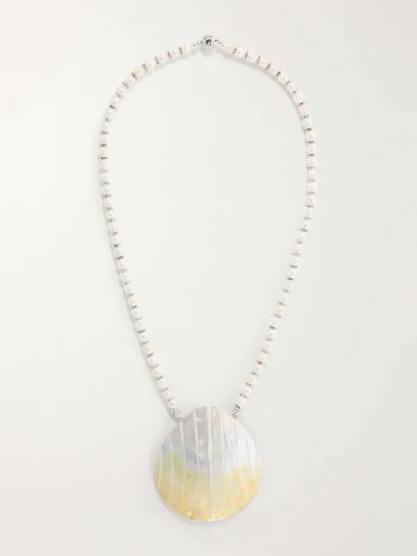 JULIETTA Perla Rhodium-plated, Pearl And Crystal Beaded Necklace - Silver