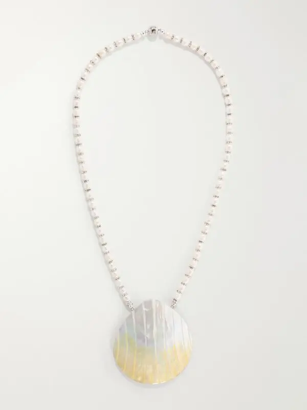 JULIETTA Perla Rhodium-plated Pearl And Crystal Beaded Necklace - Silver