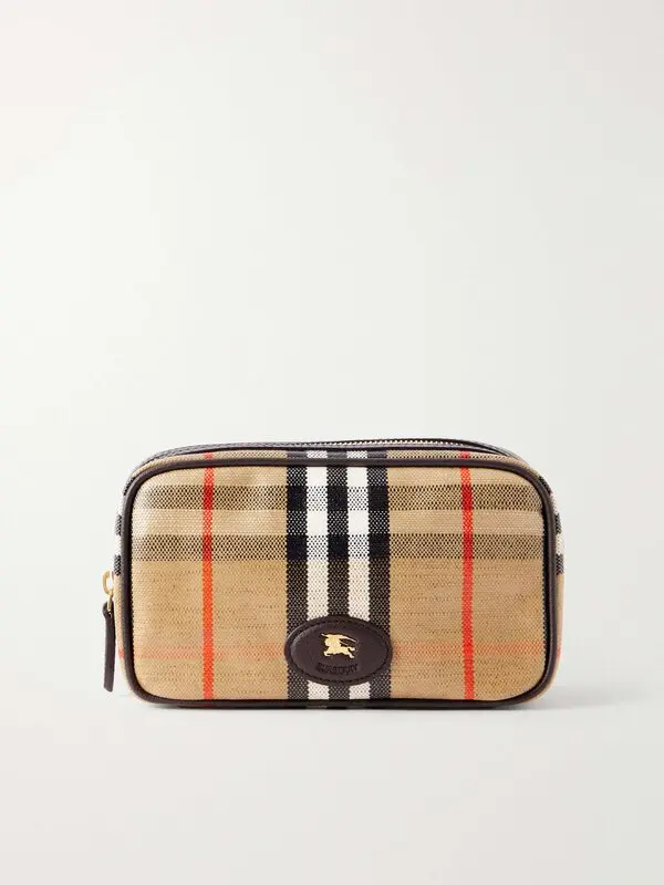 Burberry Leather-trimmed Checked Coated-canvas Pouch