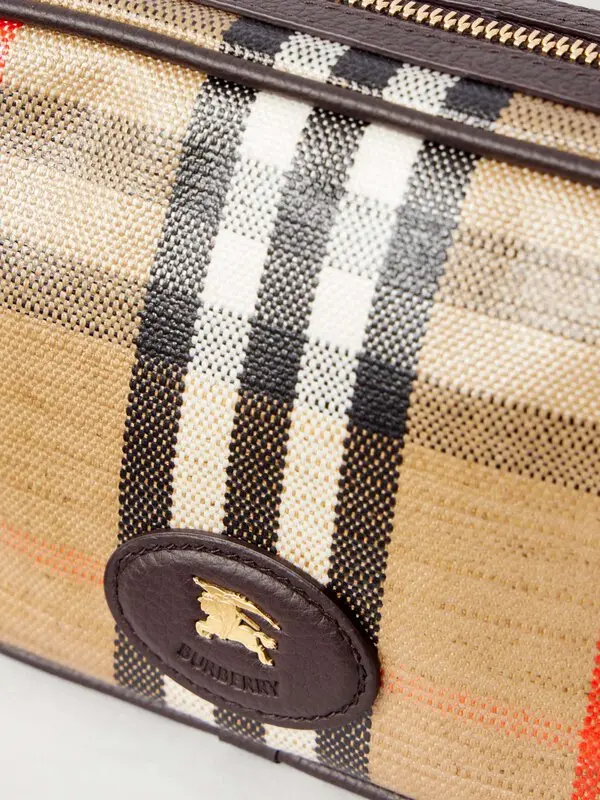Burberry Leather-trimmed Checked Coated-canvas Pouch