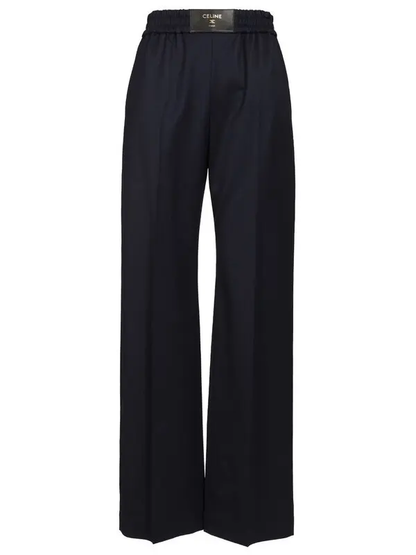 Celine Wool Twill Trousers With Triomphe Patch - Blue