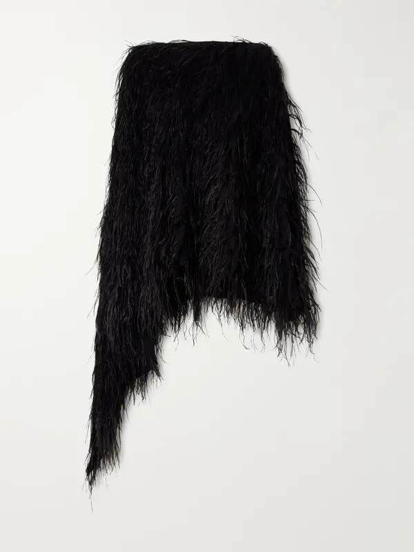 Sharon Wauchob Feather Embellished Silk Cape - Black