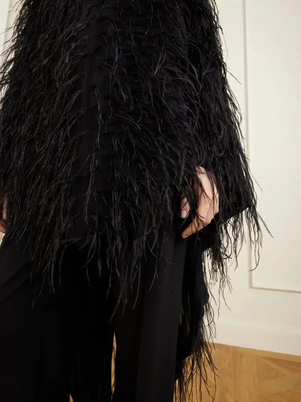 Sharon Wauchob Feather Embellished Silk Cape