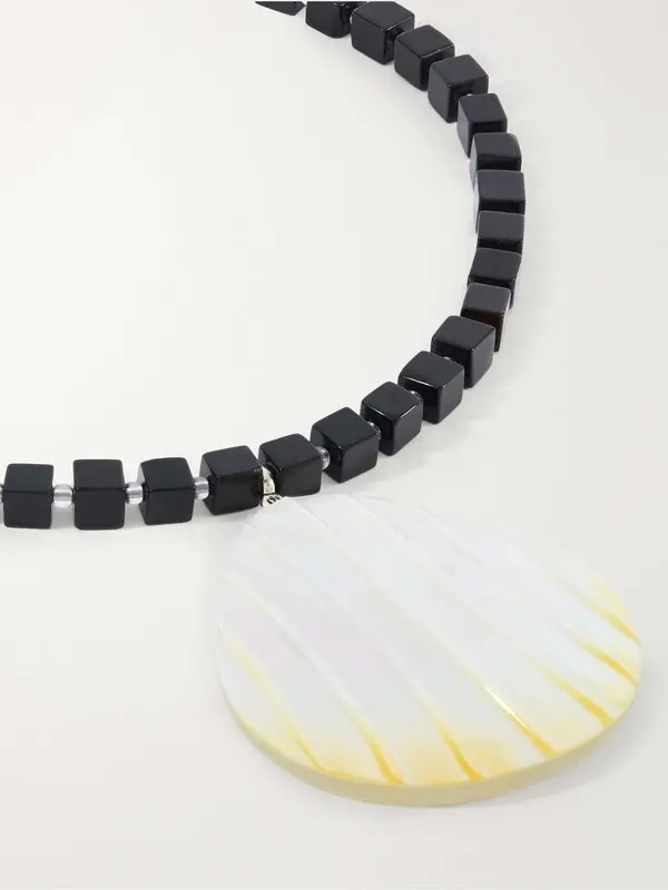 JULIETTA Oro Rhodium-plated, Shell And Onyx Necklace