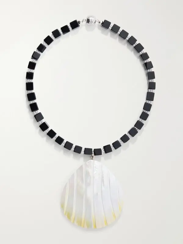 JULIETTA Oro Rhodium-plated, Shell And Onyx Necklace - Black